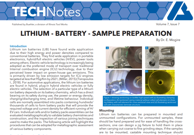 Lithium Battery Sample Preparation - JH Technologies